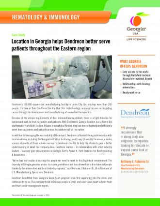 Georgia helps Dendreon serve patients throughout the Eastern region ...