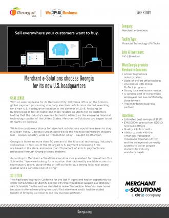 Merchant e-Solutions Chooses Georgia for Its New U.S. Headquarters ...